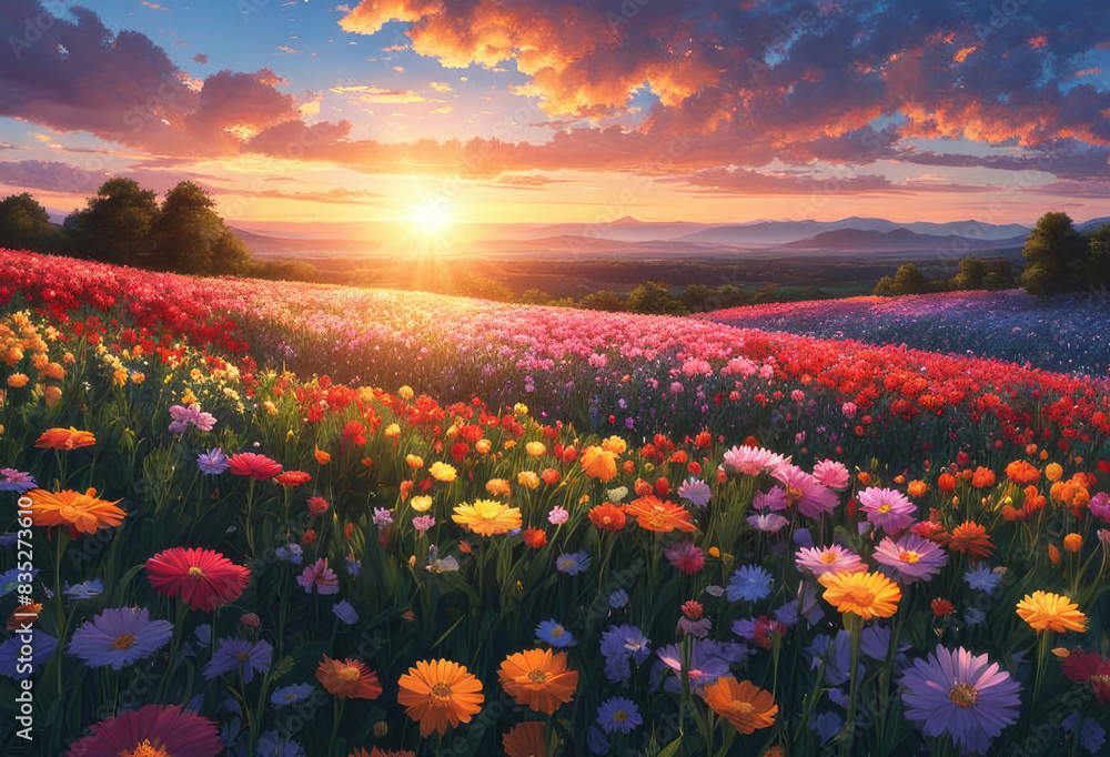 Generative AI, Beautiful Niji Anime cinematic scenery of a beautiful ...