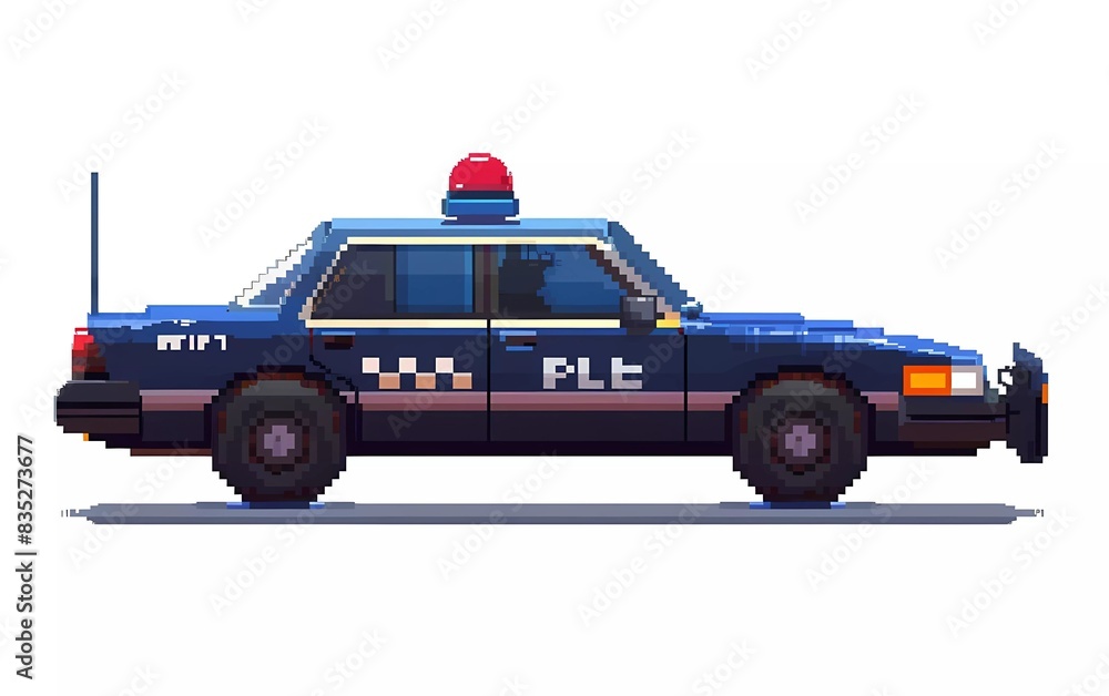8-bit pixel police car, pixel art vector illustration. isolated on ...