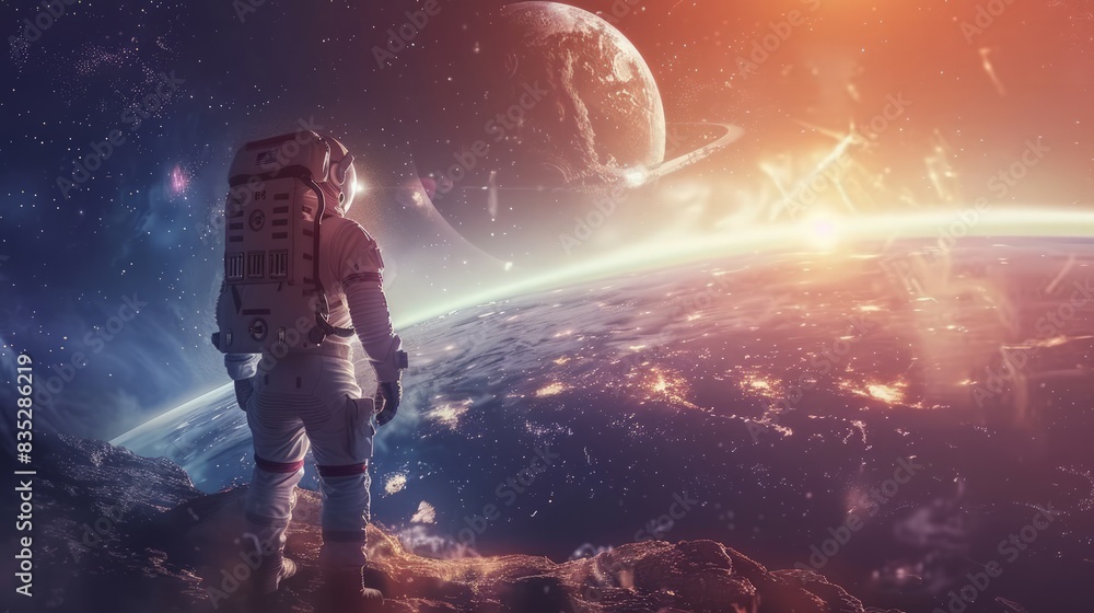Space Exploration: Depict an exciting space exploration scene with ...