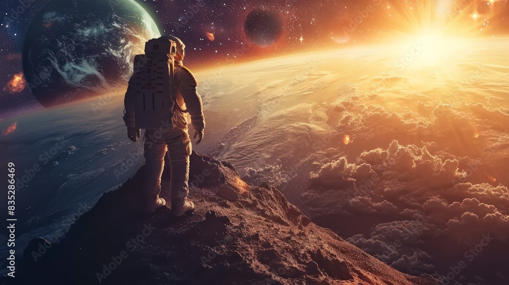 Space Exploration: Depict an exciting space exploration scene with ...