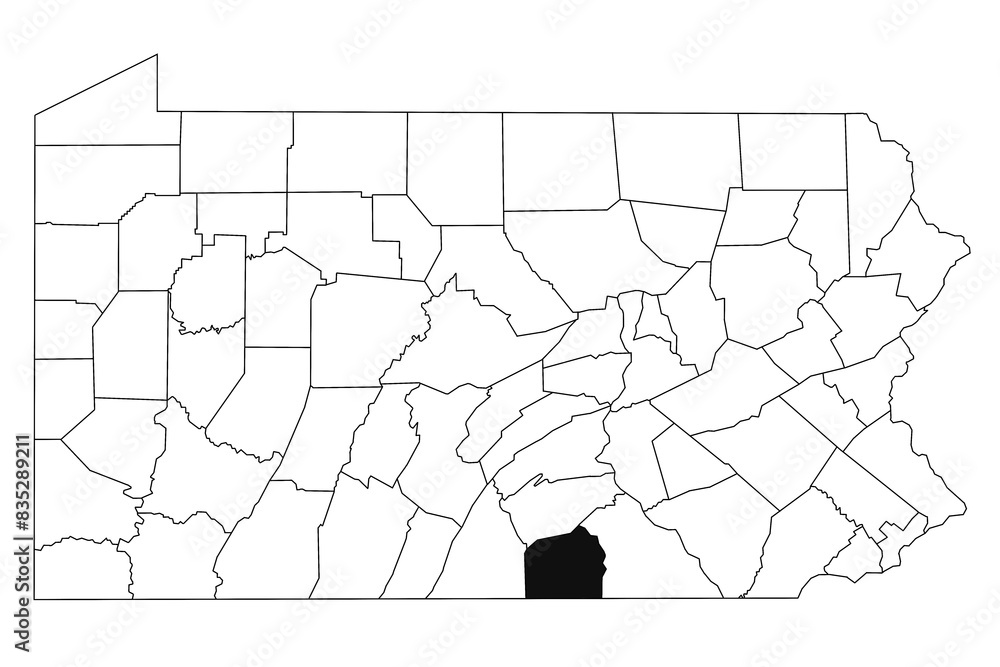 Map of Adams County in Pennsylvania state on white background. single ...