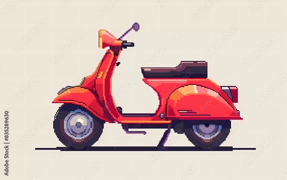 8-bit pixel scooter, pixel art vector illustration. isolated on white ...