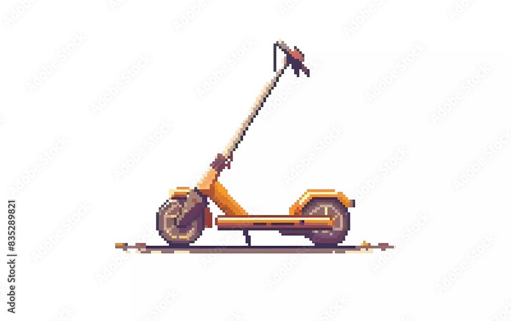 8-bit pixel electric scooter, pixel art vector illustration. isolated ...