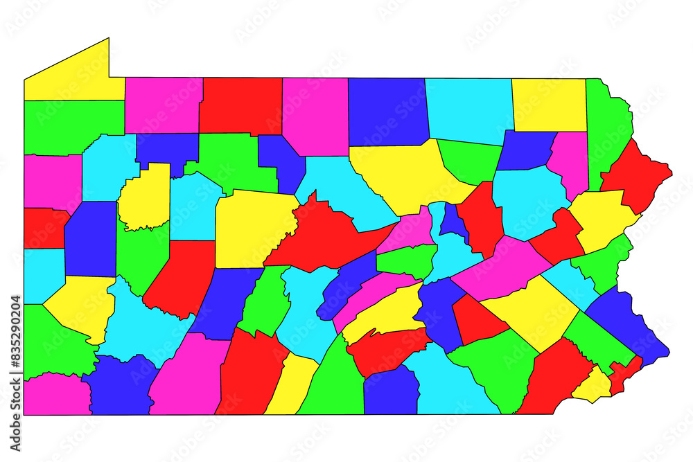 Pennsylvania administrative map. counties map of Pennsylvania with ...