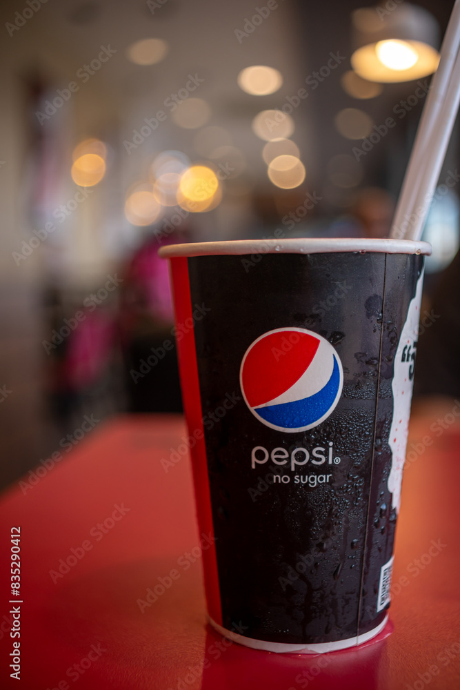 Cup of KFC's Pepsi, Soft drink with Chicken fried and Mashed potato in ...