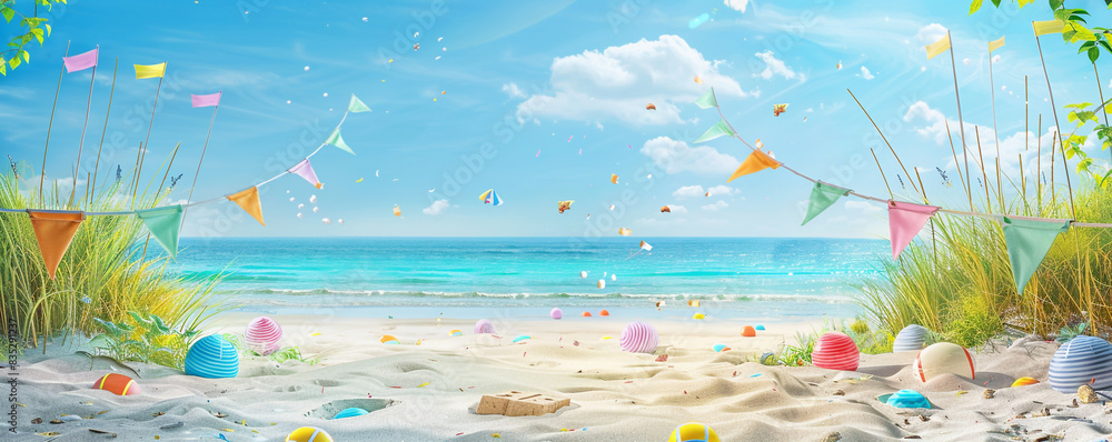 Children's treasure hunt on the beach, with clues hidden under the sand ...