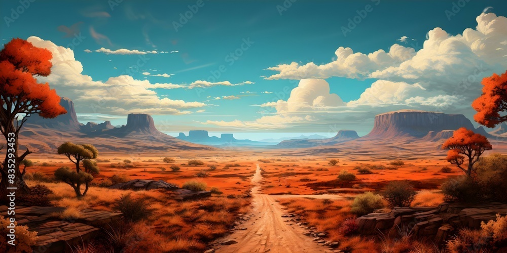 Arizona Desert Road Trip Adventure with Western Landscape Background in ...