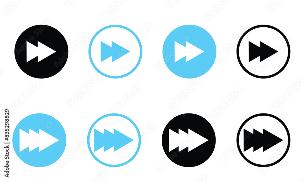 fast player icon, fast forward circle with two arrows icon symbol ...