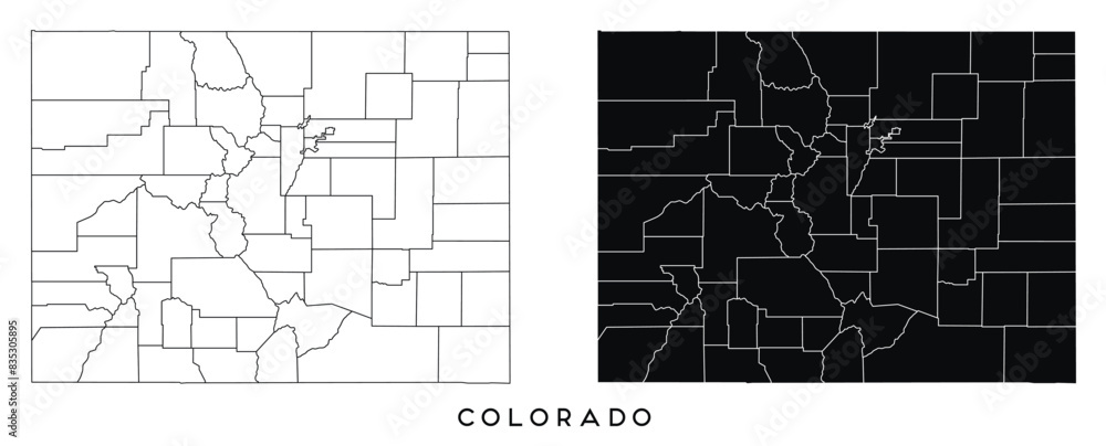 Colorado state map of regions districts vector black on white and ...