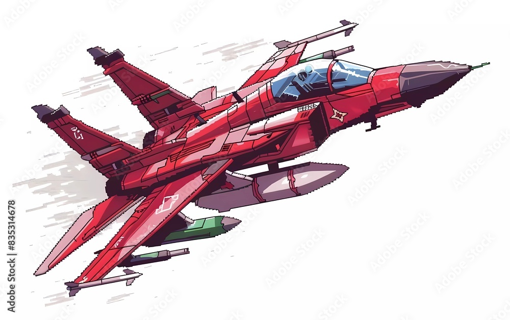 8-bit pixel fighter plane, pixel art vector illustration. isolated on ...