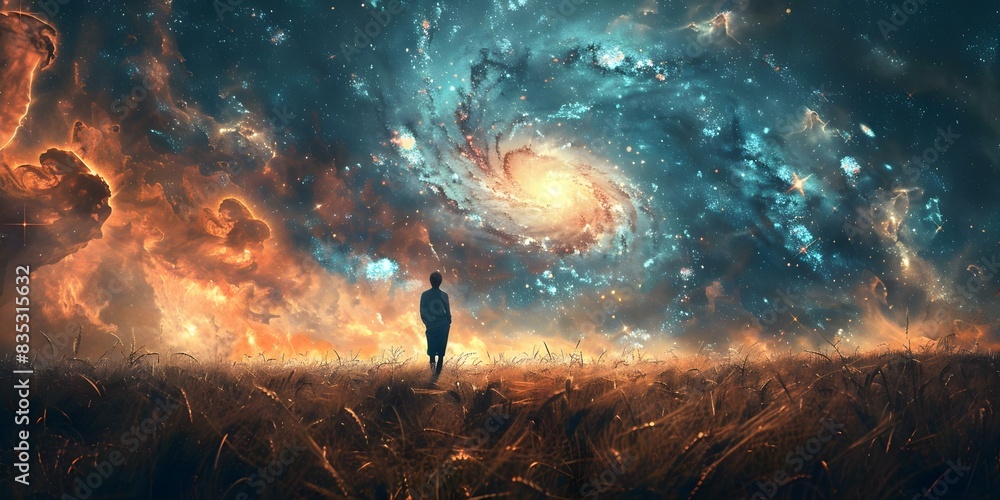 Transforming dark thoughts into celestial art: A solitary figure in a ...