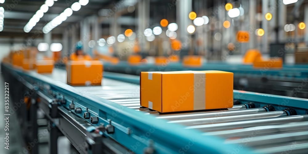 Closeup of secure package handling in delivery process with vibrant ...