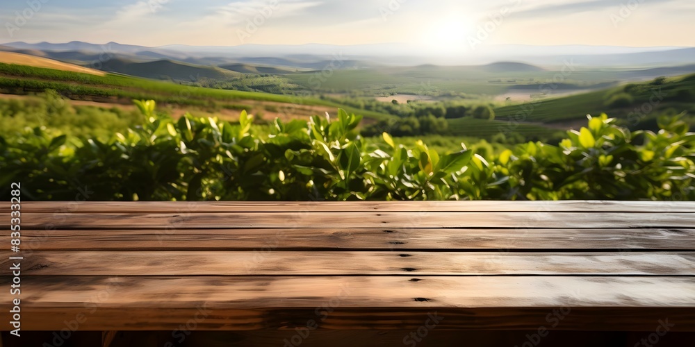 Rustic Farm Setting: Wooden Table in Focus with Blurry Background ...