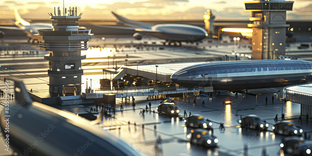 Skyport Terminal: A bustling terminal for airships and flying vehicles ...