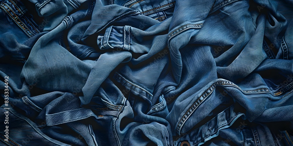 The Origin of a Stack of Blue Jeans. Concept Fashion Trends, Denim ...