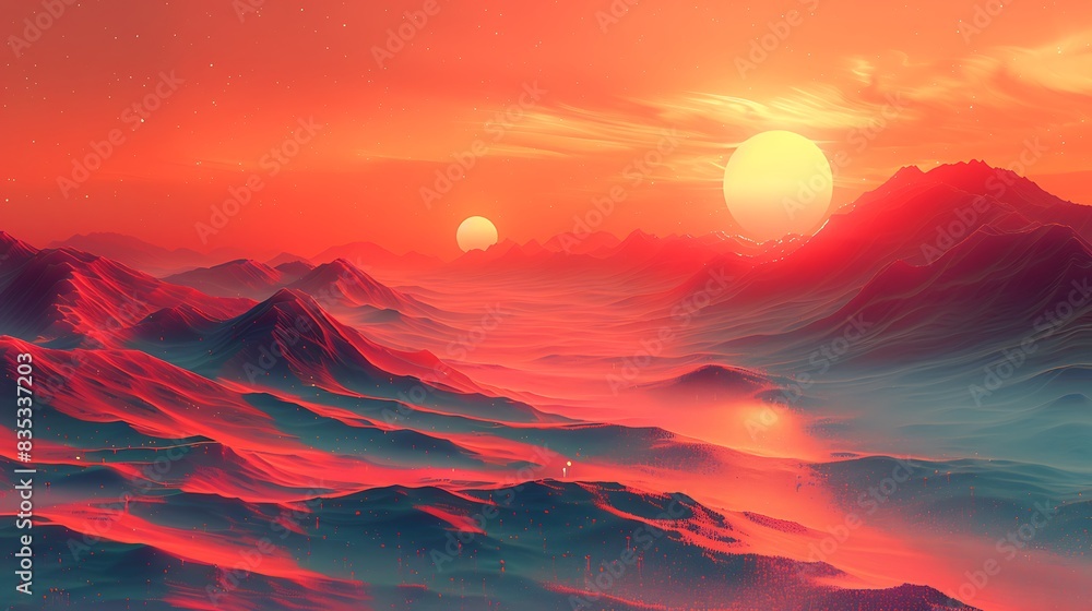 A digital illustration of Data Mirage, showing a landscape where ...