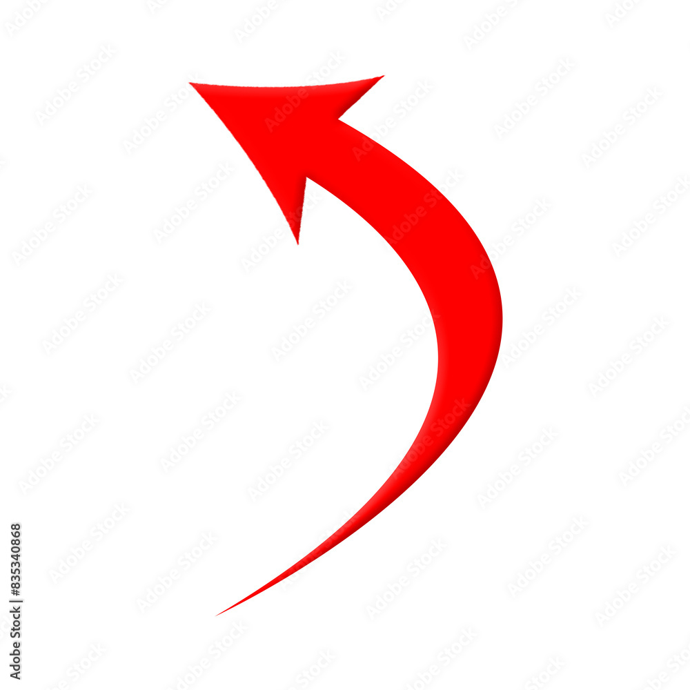 Red arrow up. Curved arrow. Color flat ui for website. Top symbol for ...