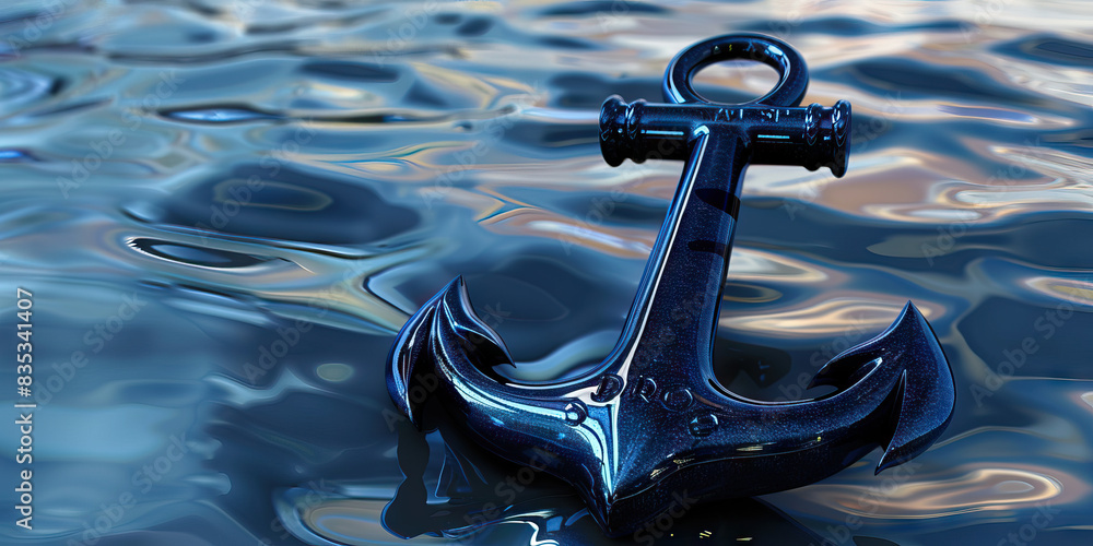 Navy Blue Anchor: An anchor, cast in a deep blue Navy color, resting on ...