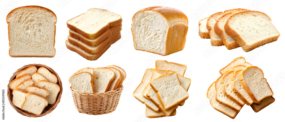 White bread bun loaf slice on transparent cutout, PNG file. Many ...