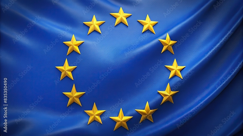EU flag featuring a circle of 12 gold stars on a blue background ...