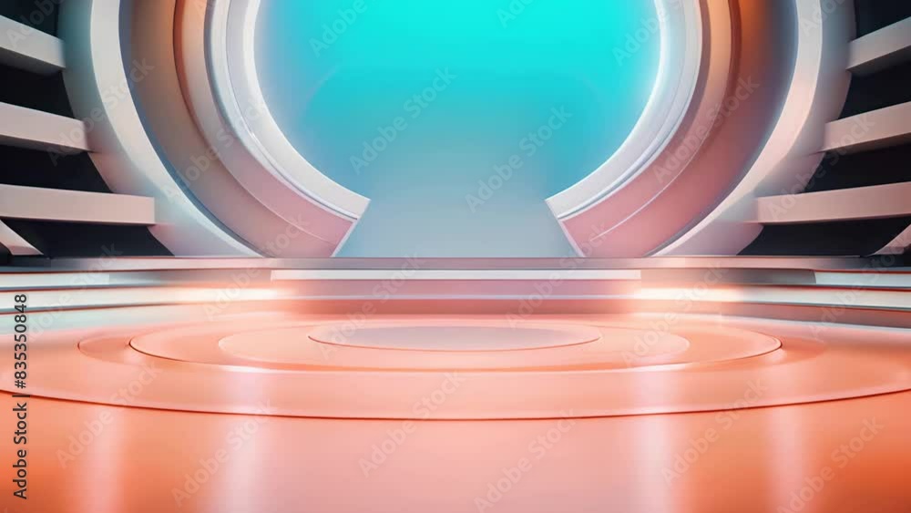 podium Futuristic showcase with platform for product displaying. Empty ...