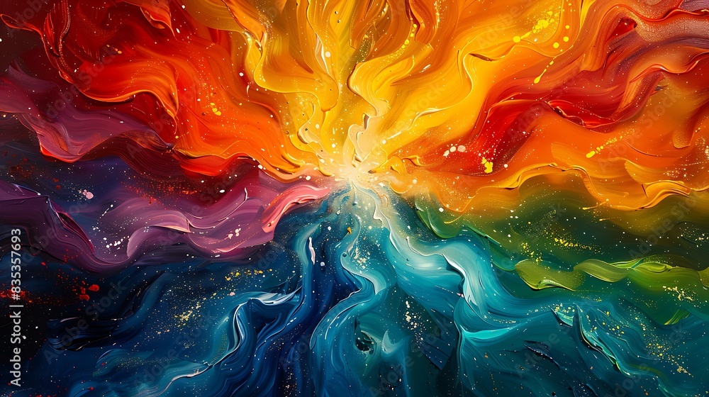 An abstract painting of Echoes of AI, featuring dynamic, flowing lines ...