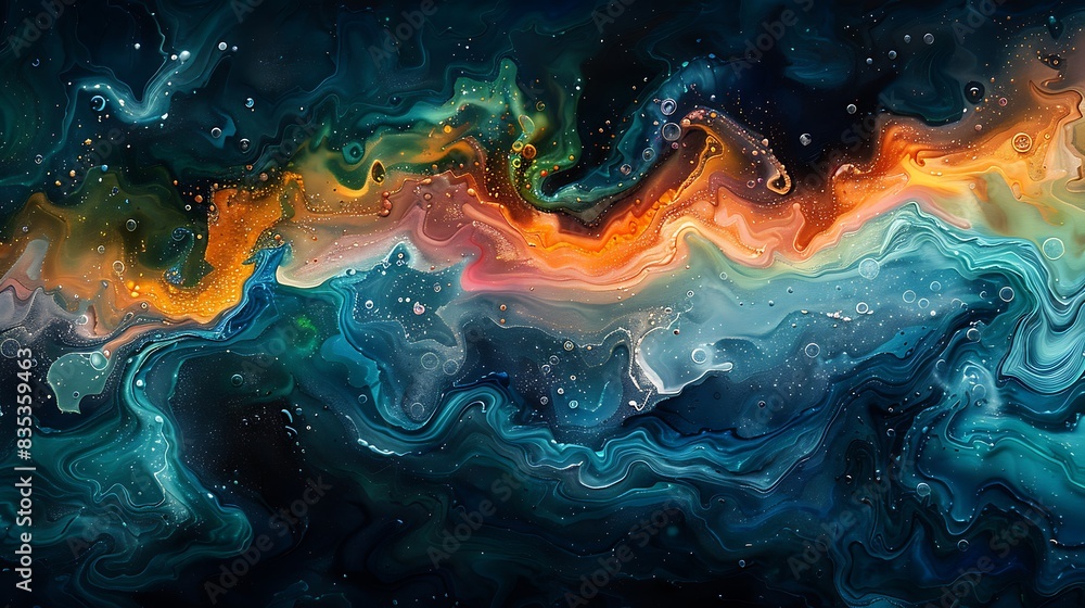 An abstract painting of Synthetic Dreams, showing a fluid, dreamlike ...