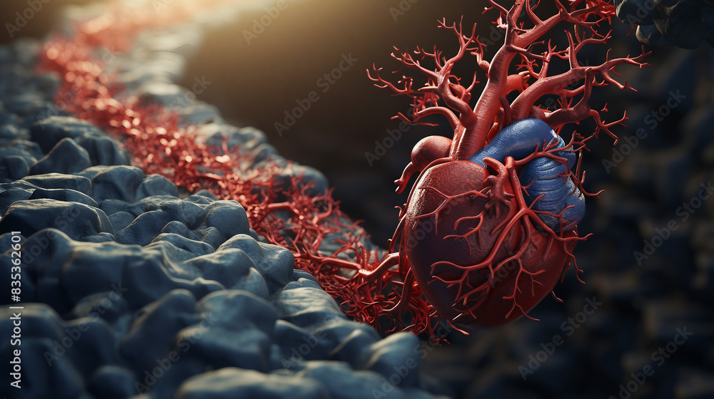 Blocked Arteries in Heart - Detailed 3D Illustration of Clogged ...