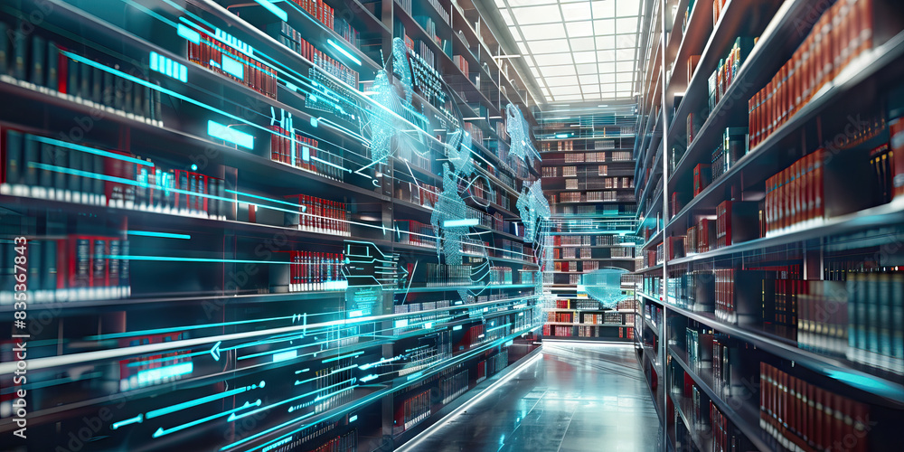 Futuristic Library: A library with classic architecture but equipped ...