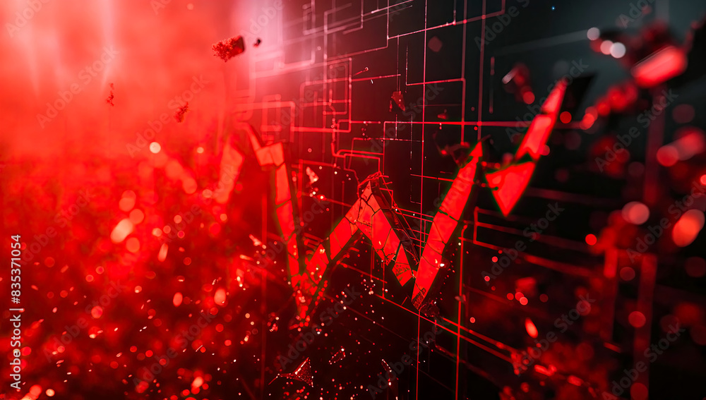 Red chart shattered and broken, stock market crash wallpaper. Stock Illustration | Adobe Stock