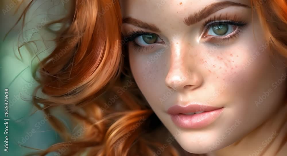 Stunning Portrait of a Supermodel with Big Eyes, Red Hair, and a ...