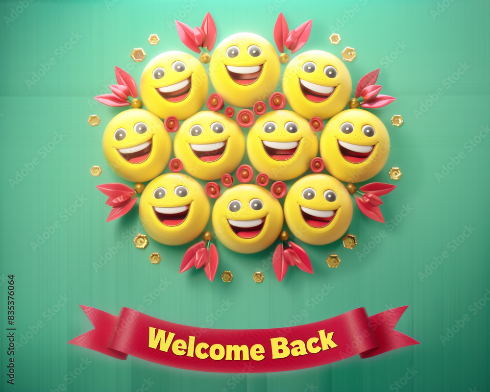 A bright chartreuse green backdrop framing a 3D luxury yellow emoji ...