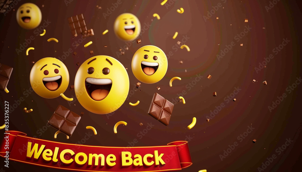 A deep chocolate brown background with a 3D luxury yellow emoji showing ...