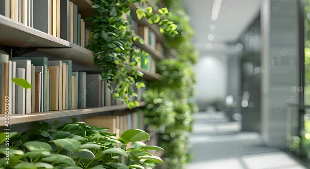 Modern bookshelf with plants adds stylish touch to virtual office ...