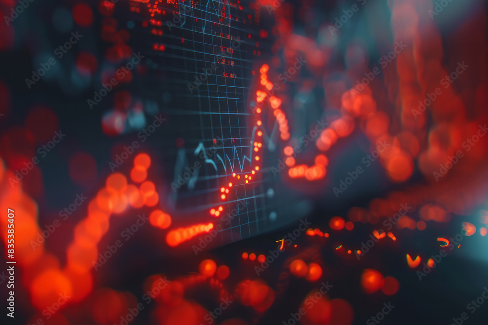 An animation of a line graph with a steady upward trend, with key ...