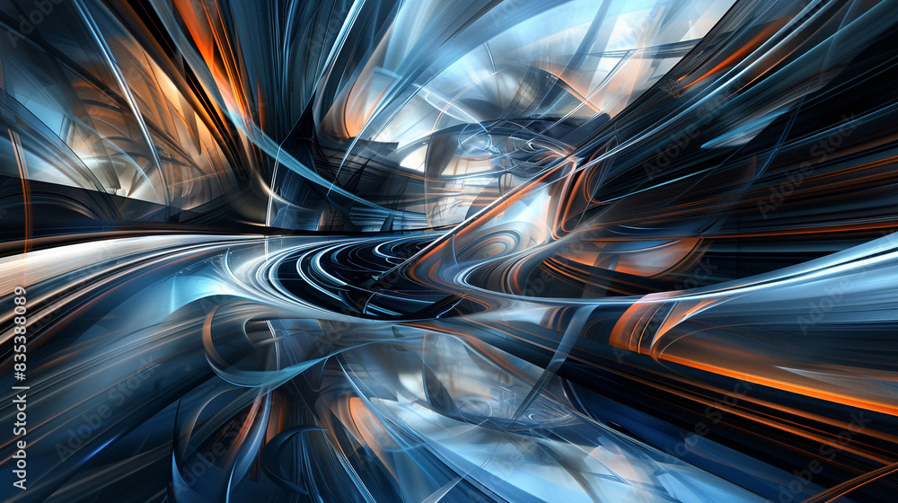 Chic Avant Art Gallery design with abstract digital art in a high-tech ...