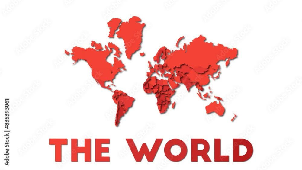 The World map showing regions. Animated world map with title. 4k ...