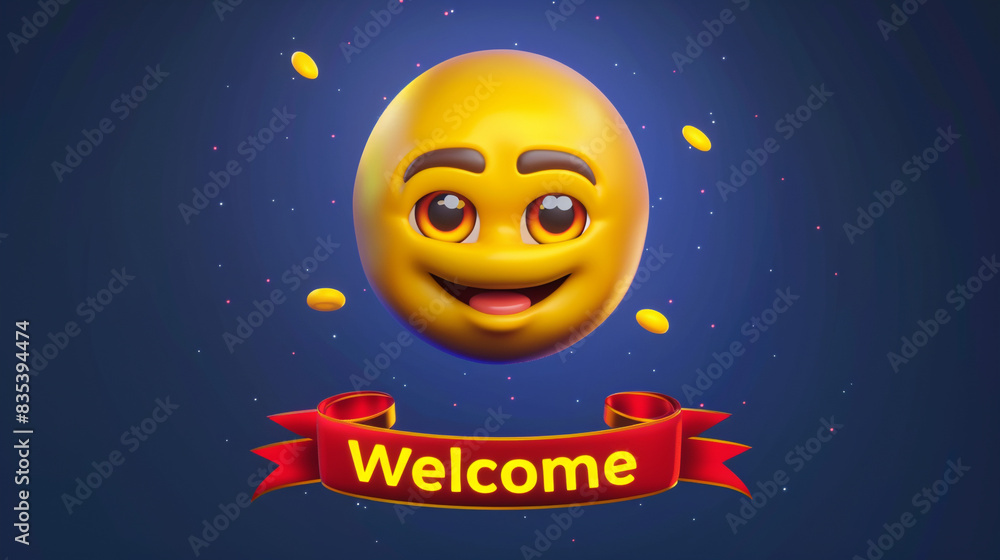 Generate a 3D luxury yellow emoji with an affectionate expression, set ...