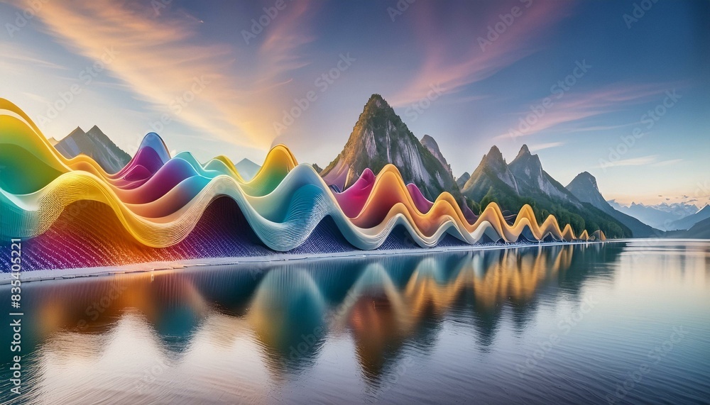 Artistic depiction of timbre and harmony interplay, with vibrant sound ...