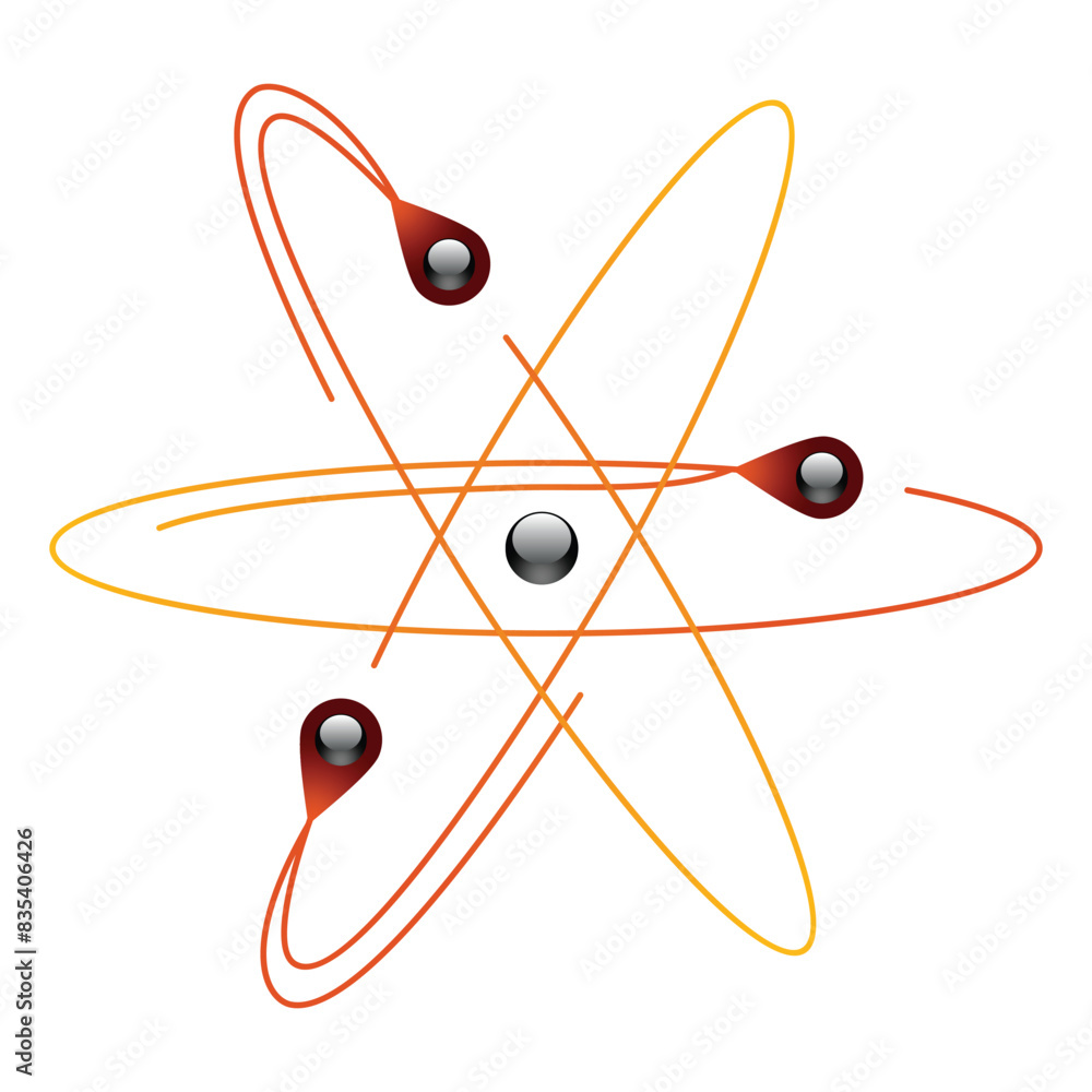 Atom symbols of nuclear energy icon. Scientific research and molecular ...
