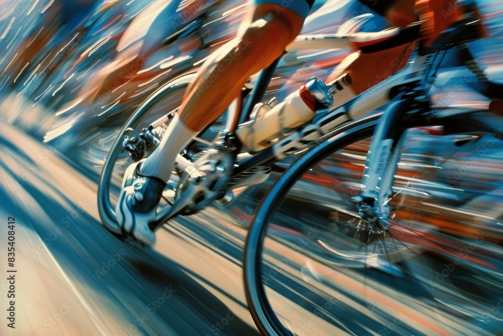 Cyclist in Action During Olympic Race Focusing on Muscle Strength and ...