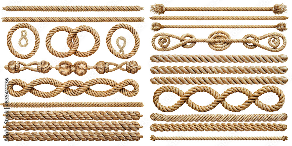 Rope decorative elements collection highly detailed isolated on ...