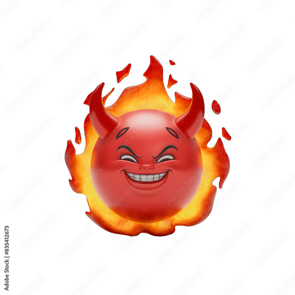 Red devil emoji with horns, engulfed in flames, representing extreme ...