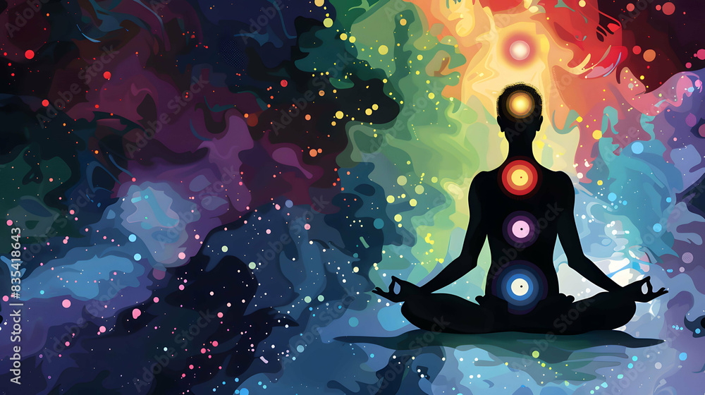 A close-up view of a person meditating with a serene expression ...