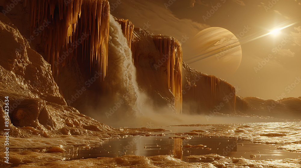detailed image of the methane lakes on Titan Saturn's largest moon with ...