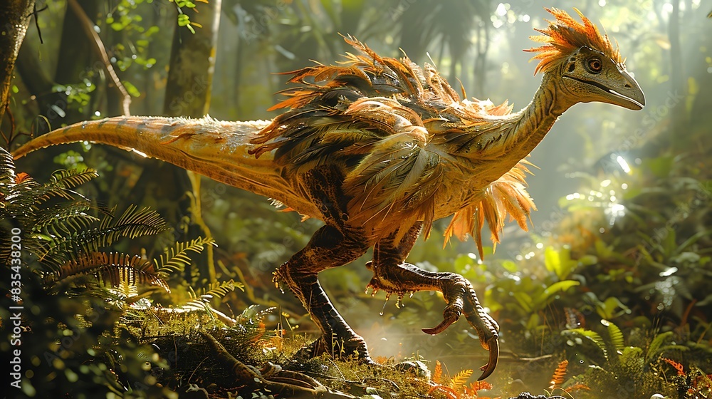 hyperrealistic fossil of a Deinonychus with its sickleshaped claws and ...