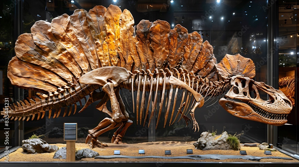 hyperrealistic fossil of a Spinosaurus with its saillike structure and ...