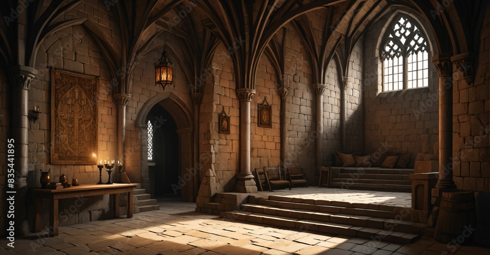 gothic castle palace building interior. goth cathedral rose art Nuevo ...