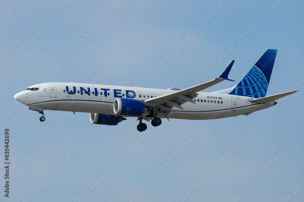 United Airlines Boeing 737 Max 8 with registration N37278 shown on ...