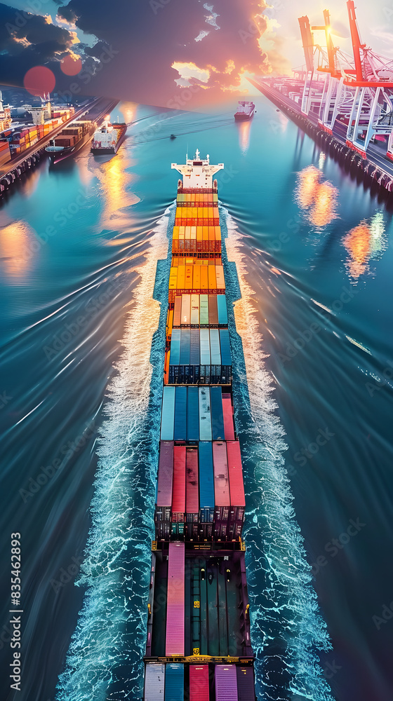 Global trade network key shipping routes and supply chain logistics ...